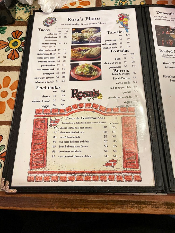 The menu reads like a love letter to Mexican cuisine classics, with each combination promising its own unique flavor journey.