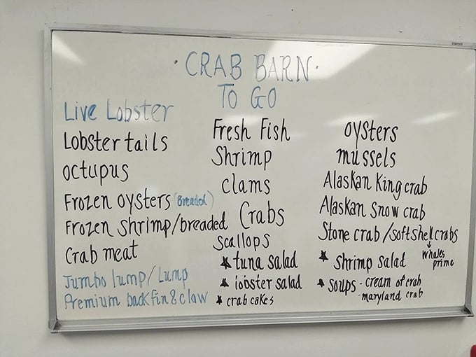 This handwritten menu board isn't just a list—it's a treasure map where X marks the spot for jumbo lump crab meat.