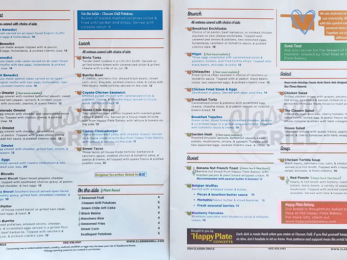 The menu reads like a love letter to comfort food classics, with each description promising a delicious escape from ordinary meals.