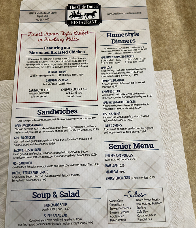 The menu tells the whole story—this isn't fancy food, it's the kind that makes you want to call your cardiologist... to invite them to dinner.