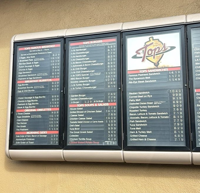 The menu board – a sacred text of comfort food possibilities that has guided hungry pilgrims for generations.