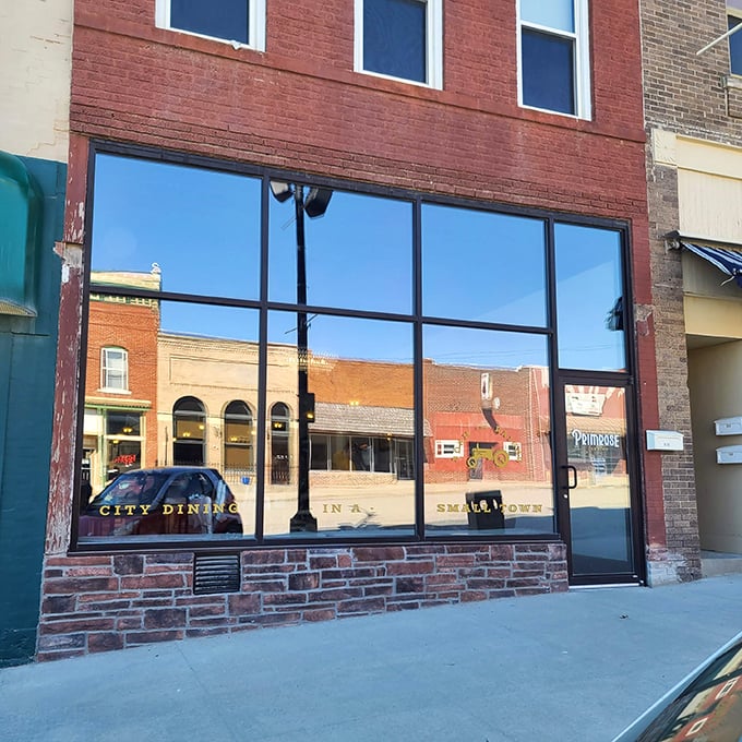 "City Dining in a Small Town" isn't just a window sign—it's Corning's culinary philosophy, offering satisfying meals without big-city prices.