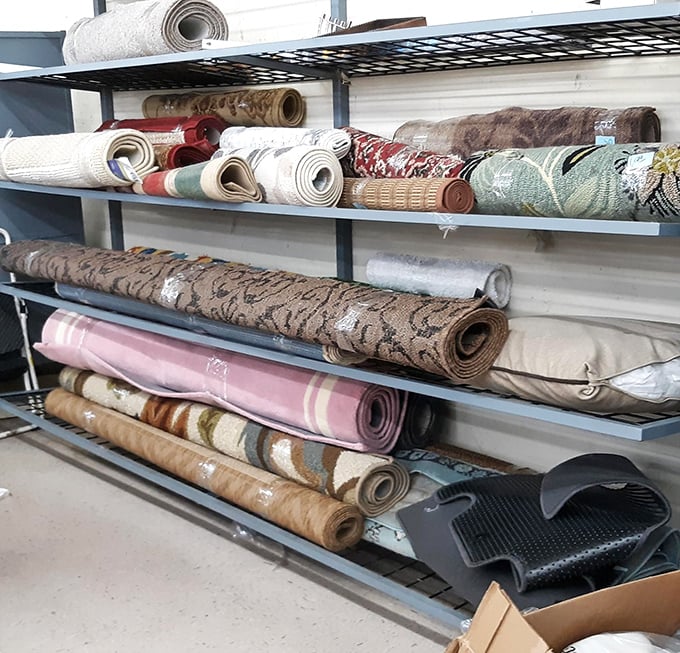 Roll out the possibilities! These colorful rugs aren't just floor coverings – they're future conversation pieces waiting to transform someone's living room.