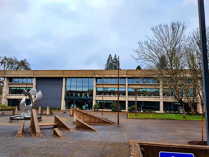 Salem Public Library stands like a modernist temple to the radical idea that knowledge should be free and air-conditioned.