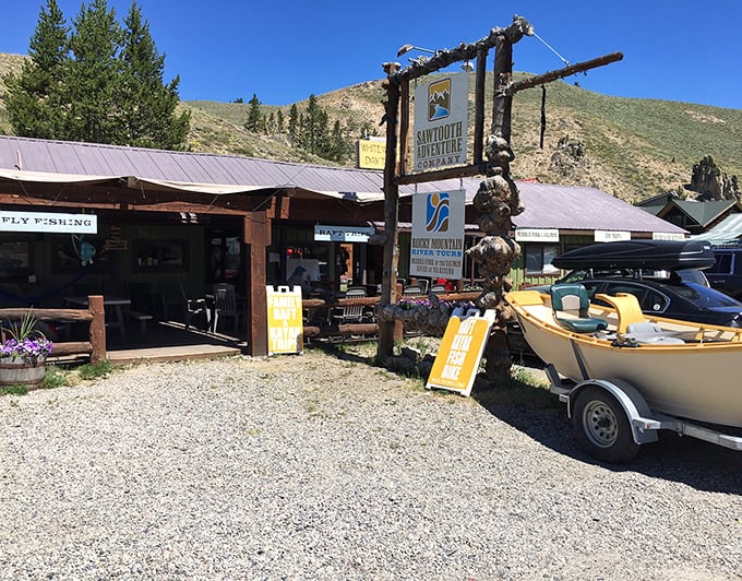 Adventure headquarters where fly fishing dreams are born. Those yellow signs might as well say "This Way to Stories You'll Tell Forever."