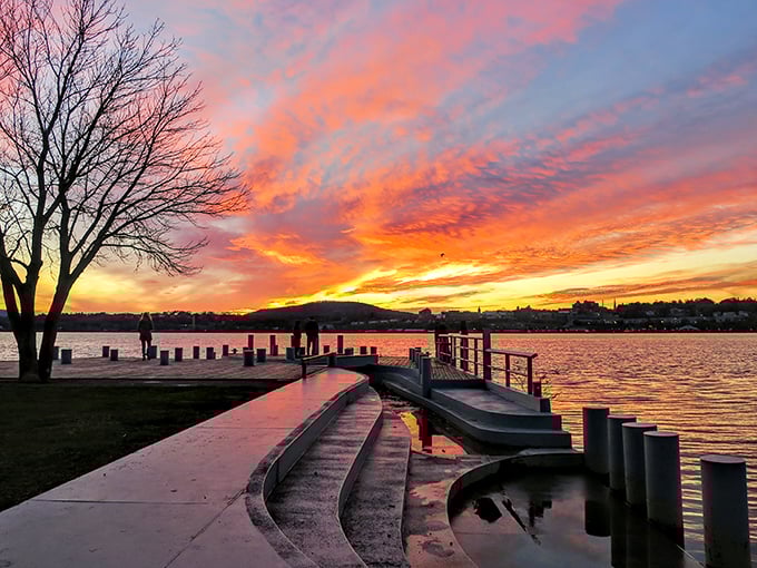 Sunsets at Long Dock Park transform the Hudson River into a painter's palette, where locals gather to witness nature's nightly masterpiece.
