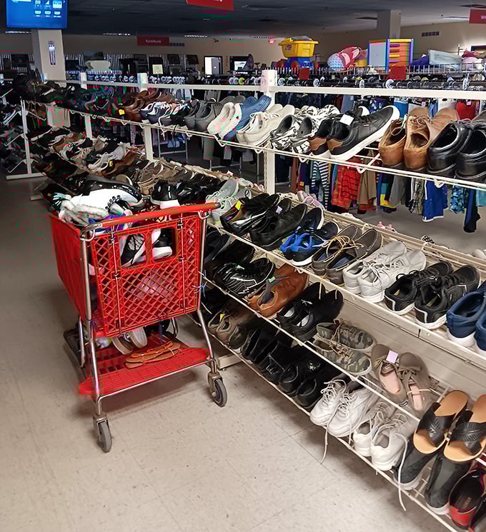 The shoe section rivals Imelda Marcos's closet. Each pair tells a story – some barely begun, others with chapters of adventures already written. 