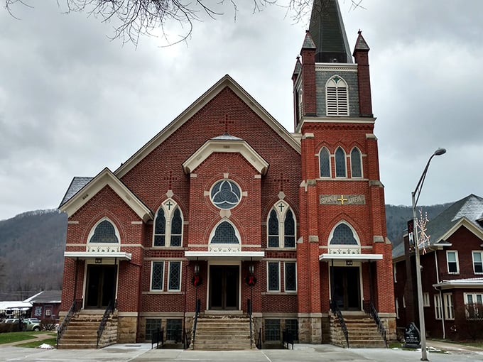 St. Mark Church's striking red brick façade has witnessed generations of community milestones, its steeple reaching skyward like the hopes of its congregation.
