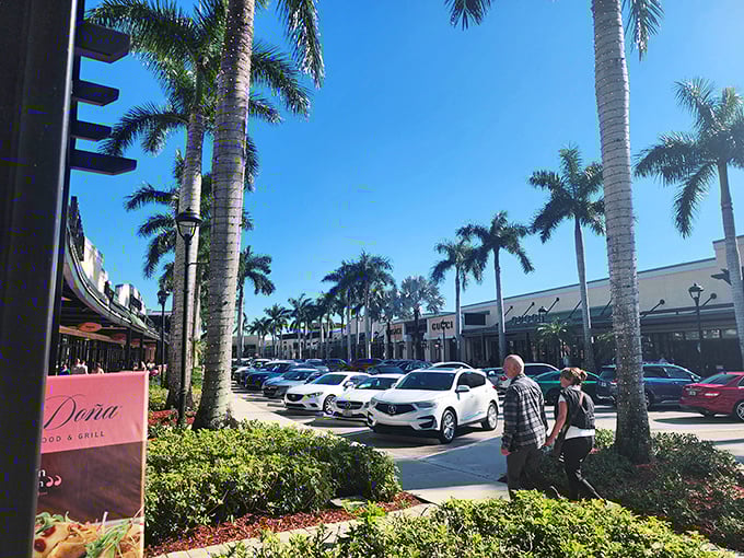 Row upon row of palm-lined storefronts create that distinctly Florida shopping experience—luxury with a side of vitamin D.