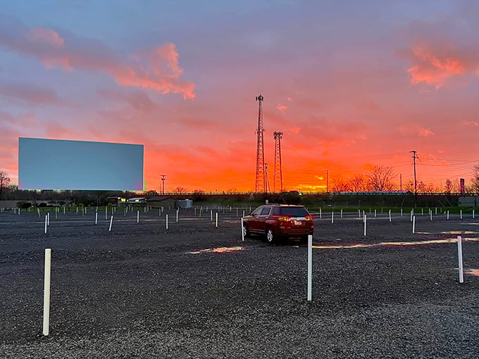 Nature provides the most spectacular backdrop for movie night—fiery Ohio skies upstaging even Hollywood's best special effects.