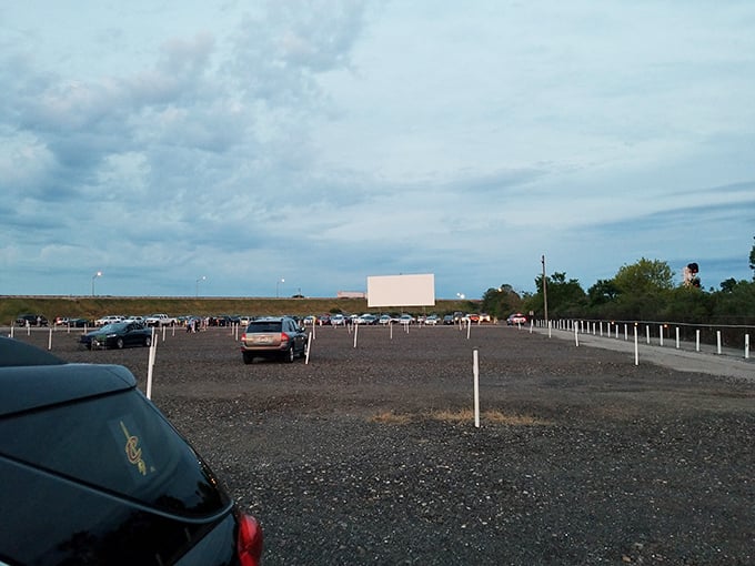 Social distancing before it was trendy—each car becomes its own private theater box under an endless Ohio sky.