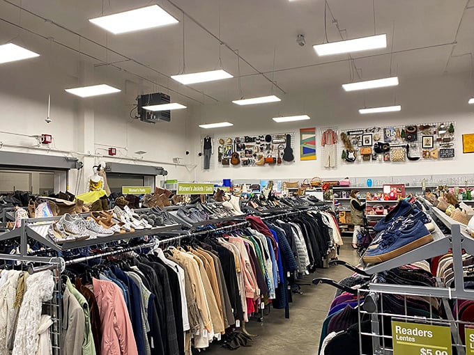 Inside this thrifter's paradise, racks upon racks of potential wardrobe transformations await. One person's castoffs become another's signature style.