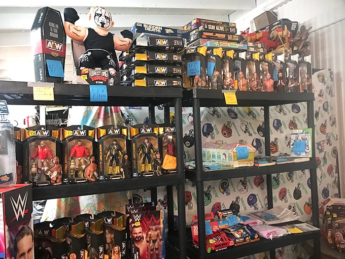 Wrestling memorabilia heaven! This booth transforms grown adults into excited 10-year-olds faster than you can say "body slam."
