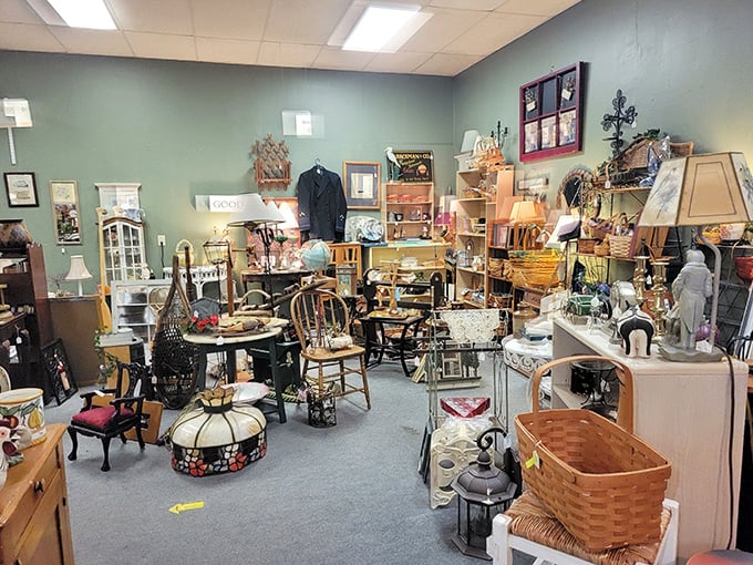 A perfectly curated chaos of furniture and collectibles. This isn't just shopping—it's time travel with price tags.