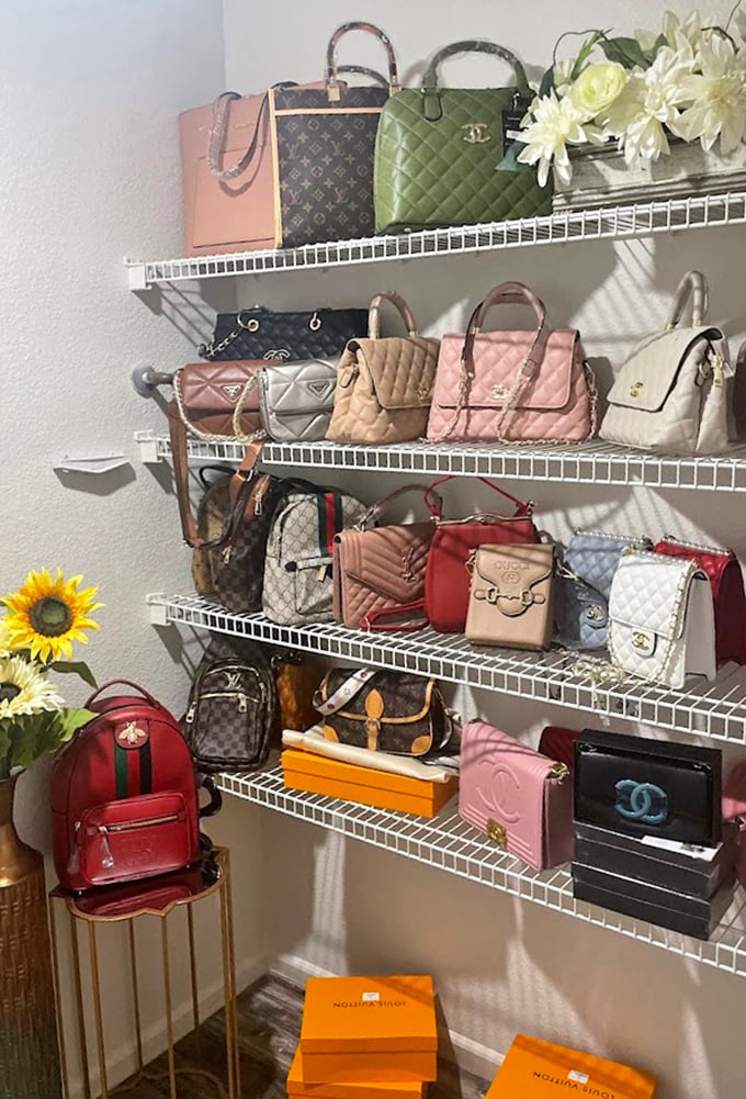 Designer-inspired handbags line pristine shelves like a fashionista's dream library. Who needs Fifth Avenue when you've got the South Side?