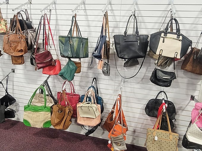 A rainbow of handbags waiting to become someone's new favorite accessory – resistance is futile.