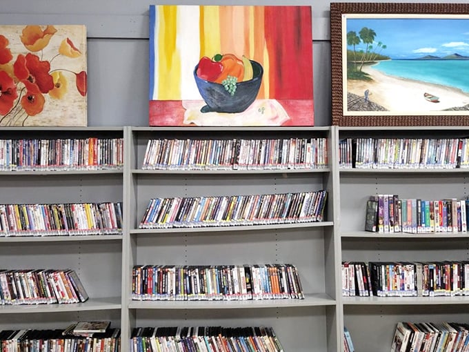 Literary treasures and cinematic escapes line these shelves, where yesterday's bestsellers and forgotten classics await new homes for pocket change.