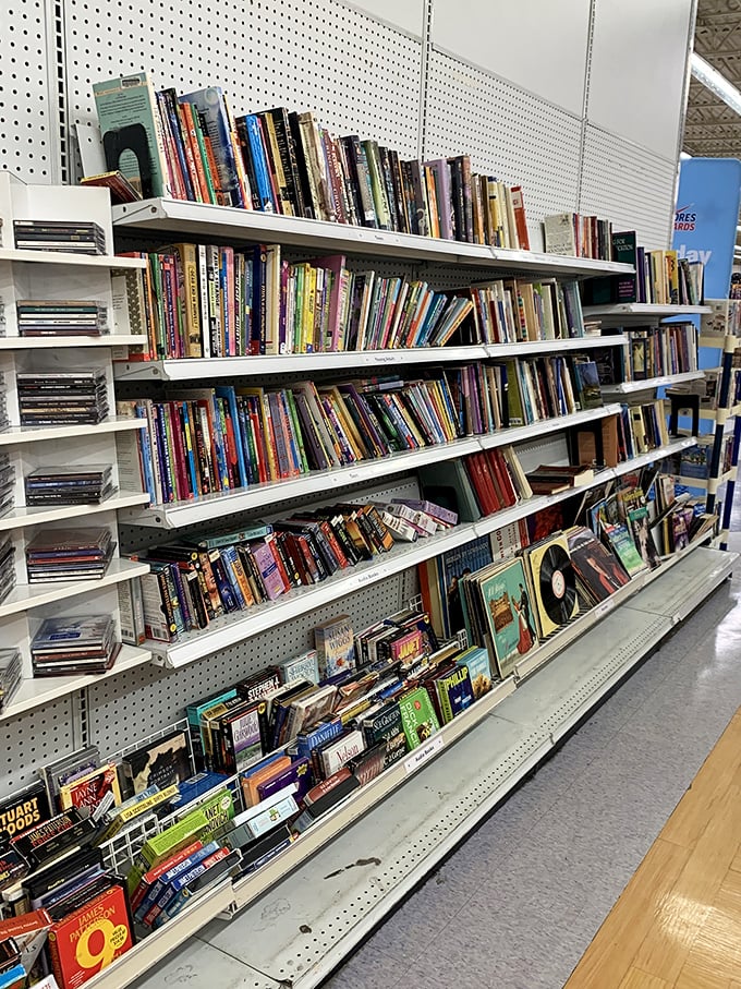 The book section: where literary treasures await adoption at pocket-change prices. Spot that dog-eared Stephen King you've been hunting for years?