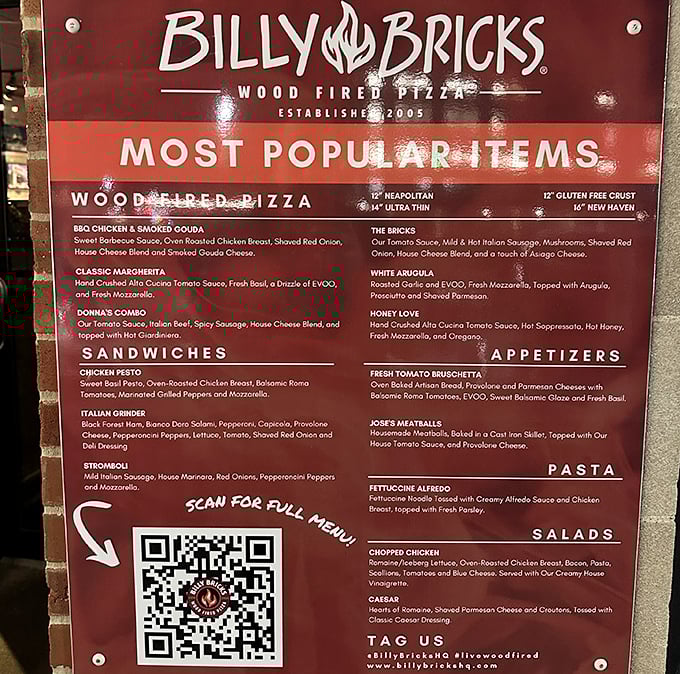 The menu board reads like a love letter to Italian cuisine – each item promising a different path to delicious satisfaction.