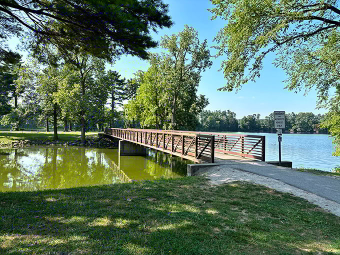This bridge doesn't just connect two shores – it links the everyday world to a sanctuary of calm and reflection.
