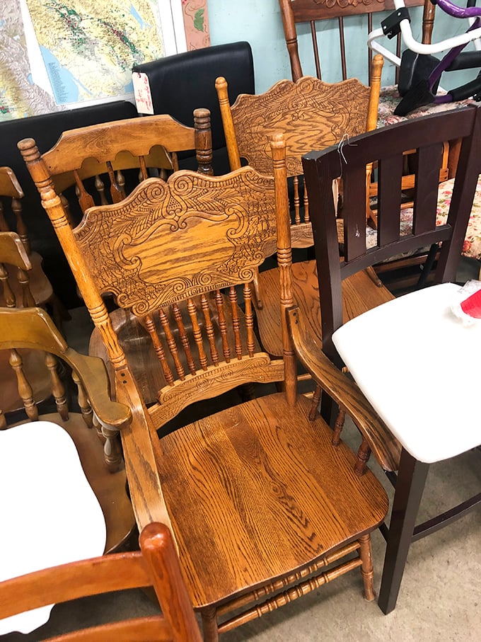 These aren't just chairs—they're time machines with armrests, each carved detail whispering tales of family dinners past.