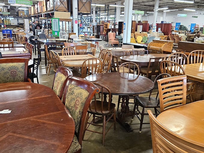 Dining tables galore! One person's "we need more space" is another's "perfect spot for Sunday family dinners and competitive Monopoly tournaments."