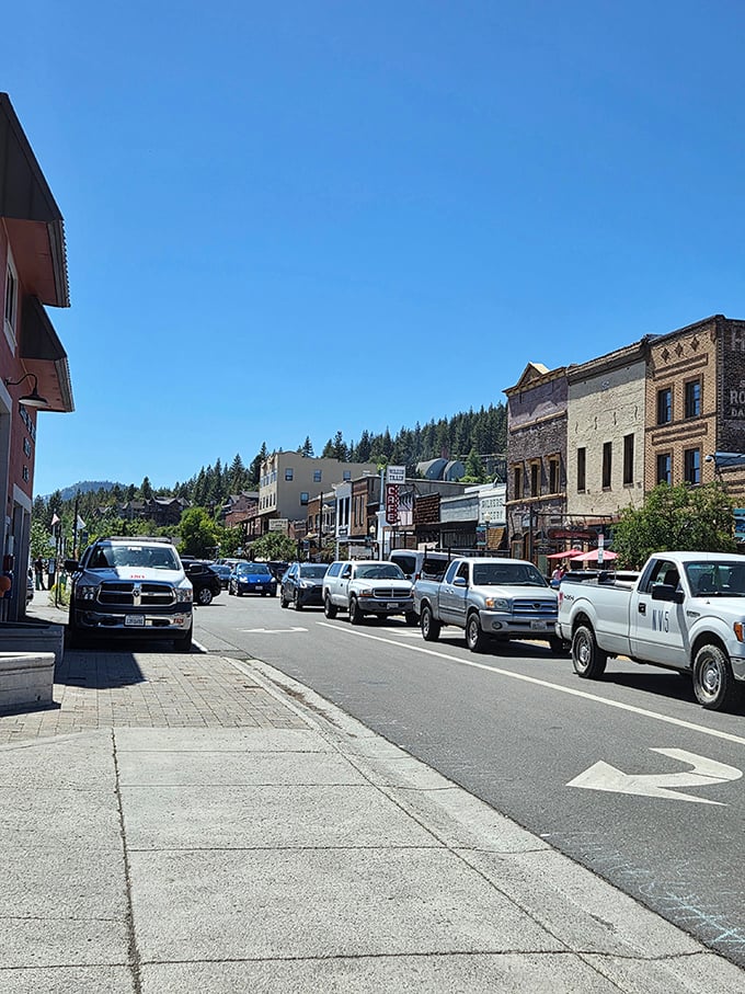 Downtown Truckee on a bluebird day. The Sierra sunshine makes even errands feel like you're starring in your own mountain lifestyle commercial.