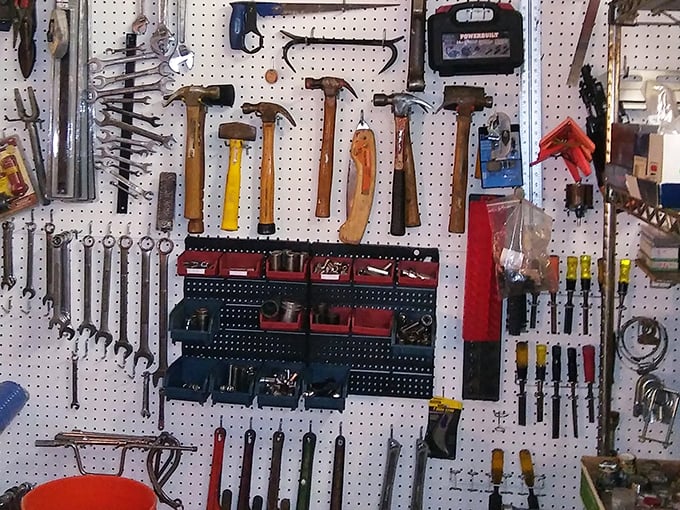 Tool heaven for the handy and hopeful alike. That yellow hammer is practically screaming, "Buy me and finally fix that wobbly table leg!"