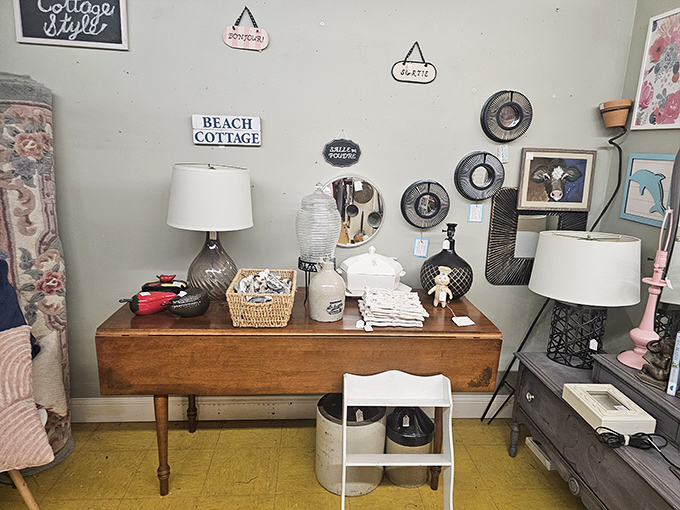Not just home decor—it's a ready-made personality for your guest room. That wooden desk has probably witnessed more history than most history books.