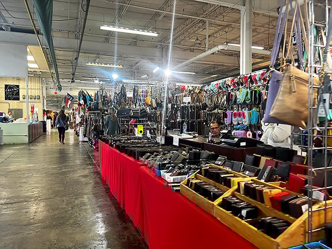 Indoor vendors create canyons of commerce. Like a department store designed by people who actually have interesting taste.