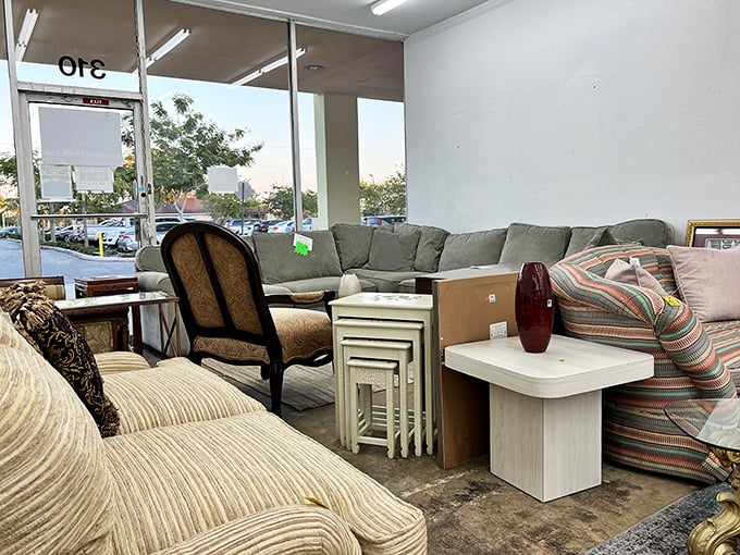 The furniture section: where someone else's "I'm over it" becomes your living room's stunning conversation piece at a fraction of retail.