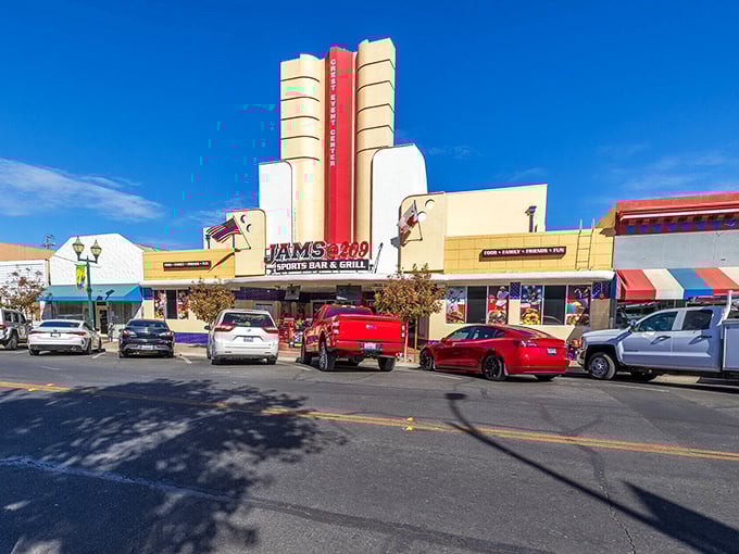 Main Street's vintage theater marquee stands as a colorful reminder of simpler times, when an evening's entertainment didn't require a second mortgage.