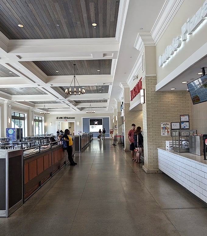 The Market Hall's soaring wooden ceilings and elegant chandeliers might make you forget you're hunting bargains instead of attending a gala.