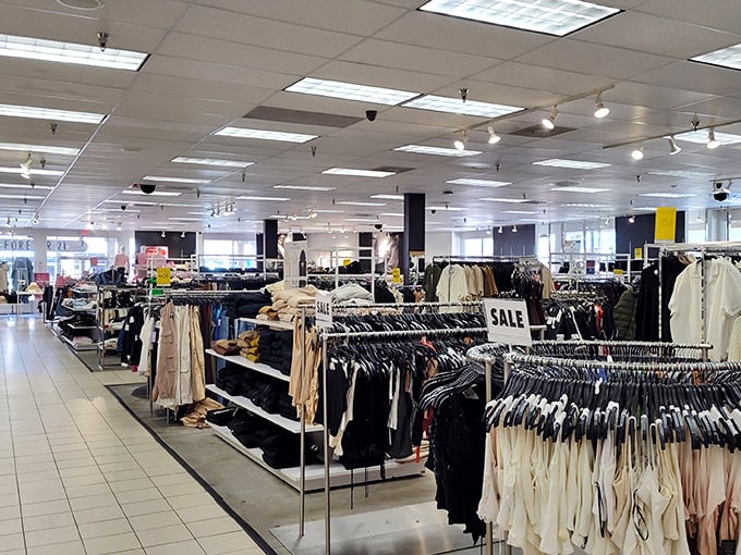 Racks upon racks of possibility—like a treasure hunt where X marks the spot of that perfect black dress at 70% off retail.