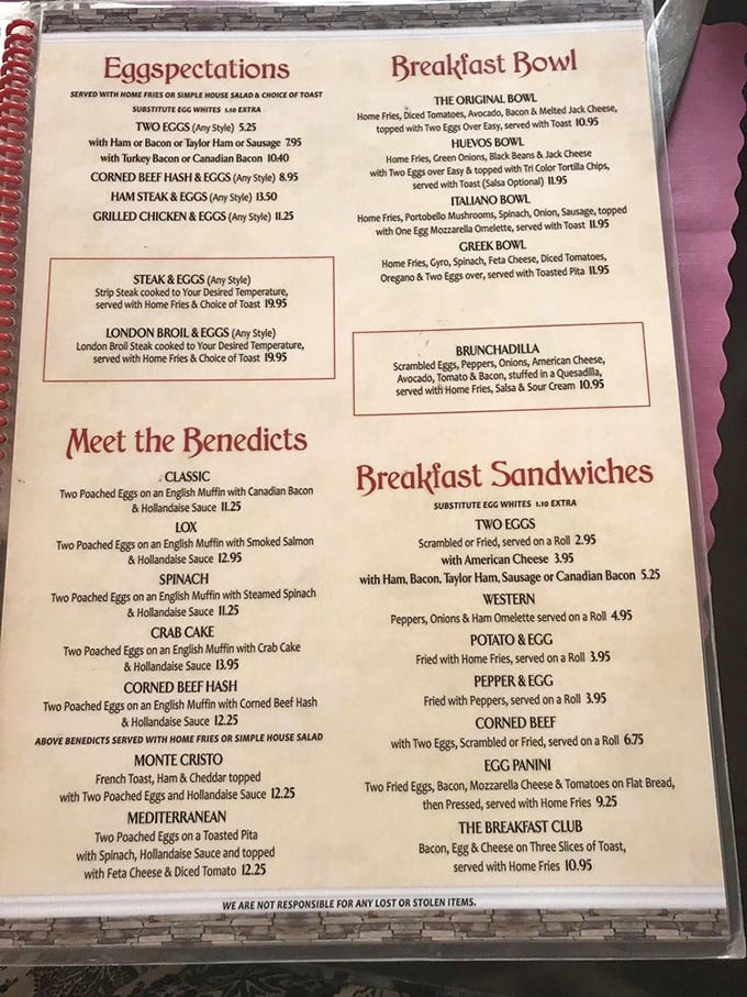 "Eggspectations" isn't just cute wordplay—it's a solemn promise that your morning hunger will be gloriously vanquished by benedicts, bowls, and that legendary Brunchadilla.