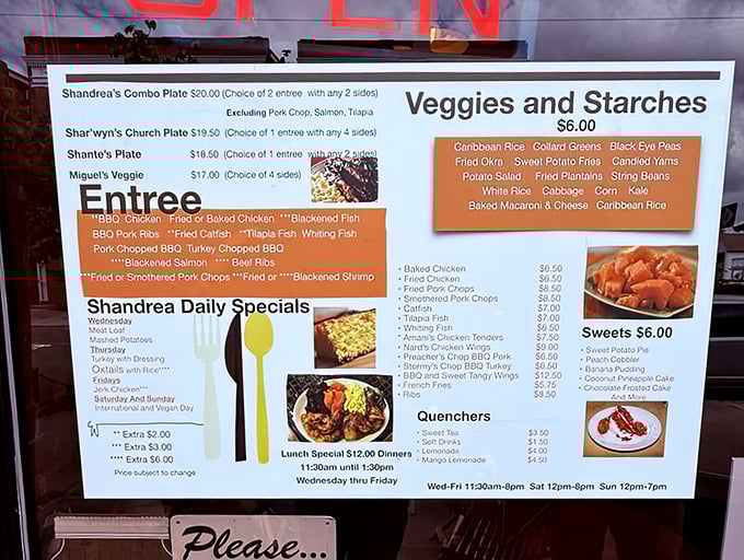The menu board reads like a soul food greatest hits album – starring the legendary fried chicken that keeps New Haven coming back.