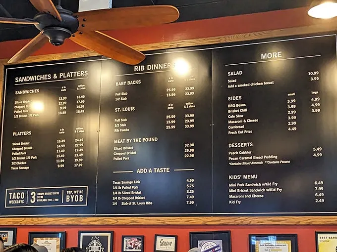 The menu board—a roadmap to happiness. Study it like you're cramming for the most delicious final exam of your life.