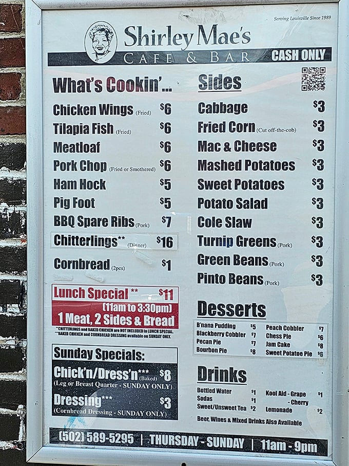 This menu isn't just a list of dishes—it's a roadmap to soul food paradise where decisions become deliciously difficult.