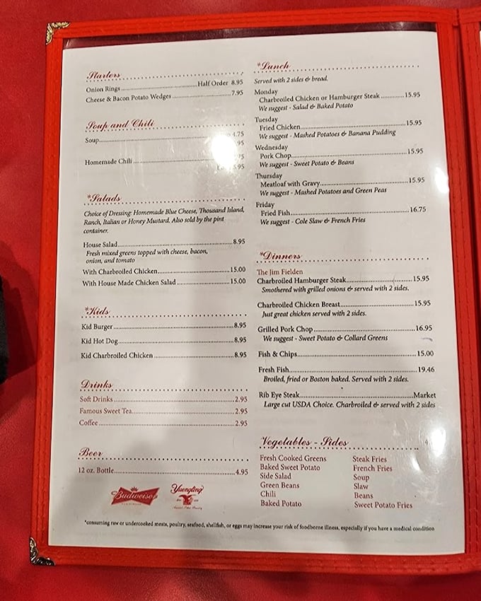 A menu that doesn't need fancy fonts or trendy descriptions—just straightforward promises of Tennessee comfort food excellence.