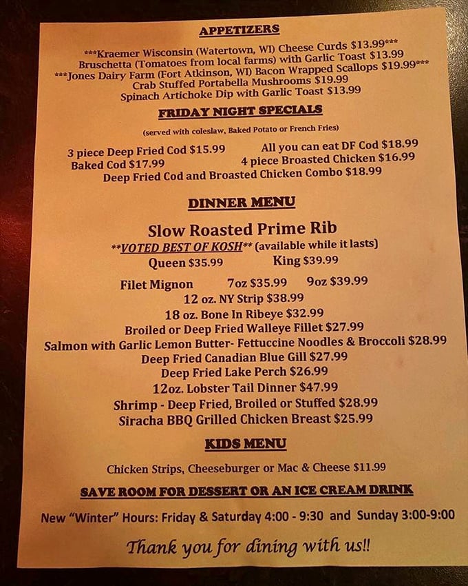 When a menu proudly declares something "VOTED BEST OF KOSH," you don't question it—you just order it and prepare for greatness.