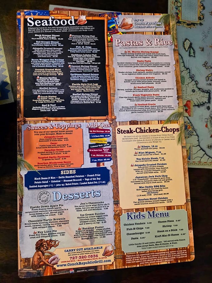 A menu that reads like a love letter to seafood lovers. The hardest decision you'll make today is choosing between all these coastal delights.