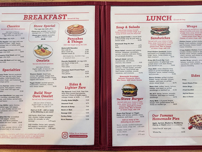 A menu that doesn't need fancy fonts or pretentious descriptions—just honest food that makes decisions harder than choosing which hiking trail to tackle after breakfast.