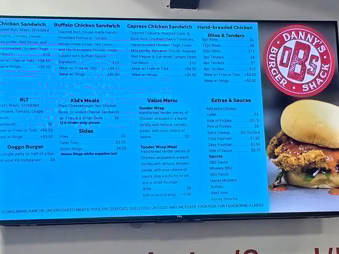 The menu board at Danny's tells a story of focused excellence – when a restaurant keeps it simple, they're usually doing something very, very right.