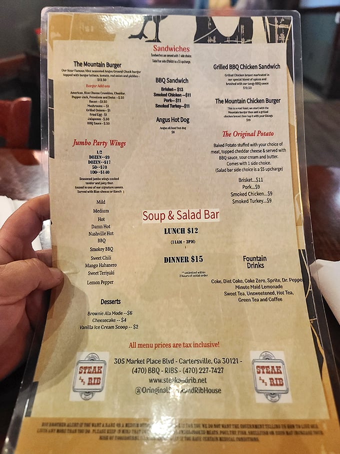 This menu isn't just a list of food—it's a roadmap to happiness. Notice how "Jumbo Party Wings" gets its own special section? That's no accident.