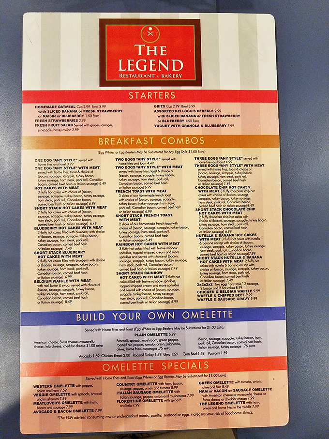 This menu isn't just extensive—it's a novel of breakfast possibilities with more plot twists than a mystery thriller.