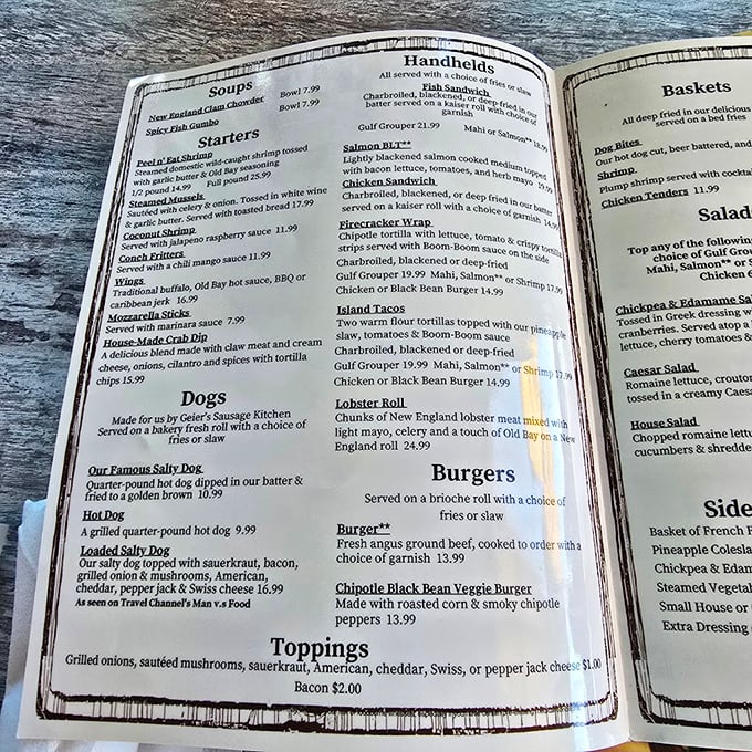 This menu reads like a greatest hits album of coastal cuisine, with every track guaranteed to satisfy.
