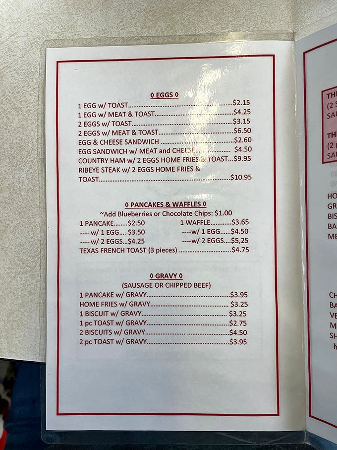 This menu isn't playing around—a dedicated "Gravy" section tells you everything about their priorities. Breakfast democracy at its finest. 