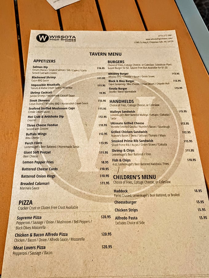 This menu isn't just a list of food—it's a roadmap to Wisconsin culinary bliss, with detours through comfort food classics and supper club staples.