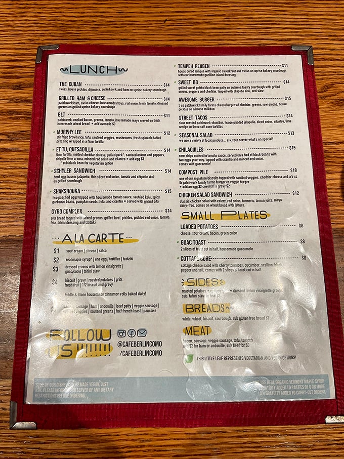 This menu isn't just a list of food – it's a roadmap to happiness. The Tempeh Reuben alone is worth crossing county lines for.