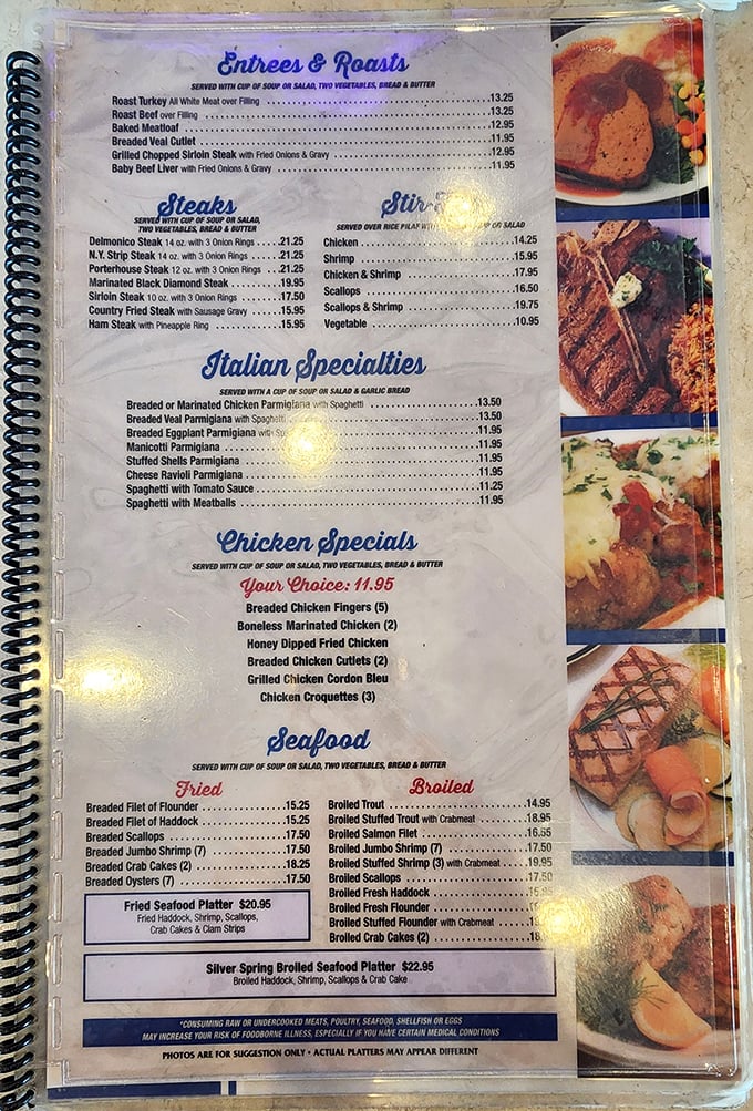 This menu isn't just a list—it's a roadmap to comfort food nirvana. The hardest part is choosing just one destination.
